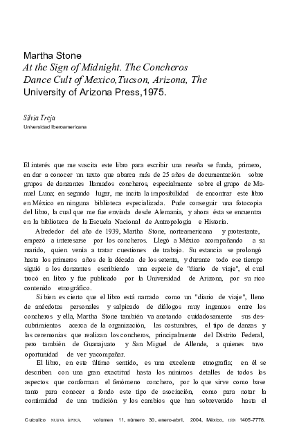 (PDF) Martha Stone At the Sign of Midnight. The Concheros Dance Cult of ...