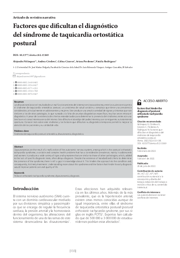 (PDF) Factores que dificultan el diagnóstico del síndrome de taquicardia ortostática postural