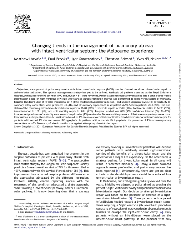 (PDF) Changing trends in the management of pulmonary atresia with ...