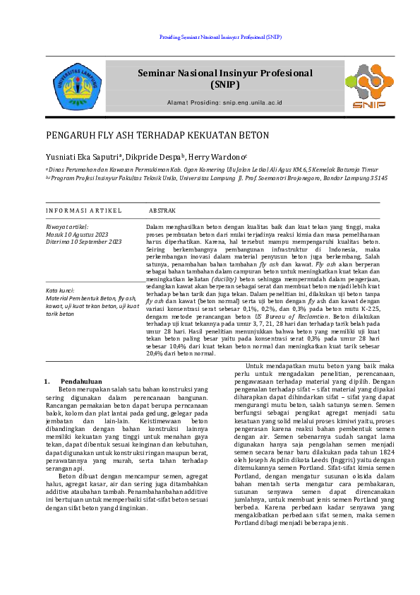 (PDF) Pengaruh Fly Ash Terhadap Kekuatan Beton