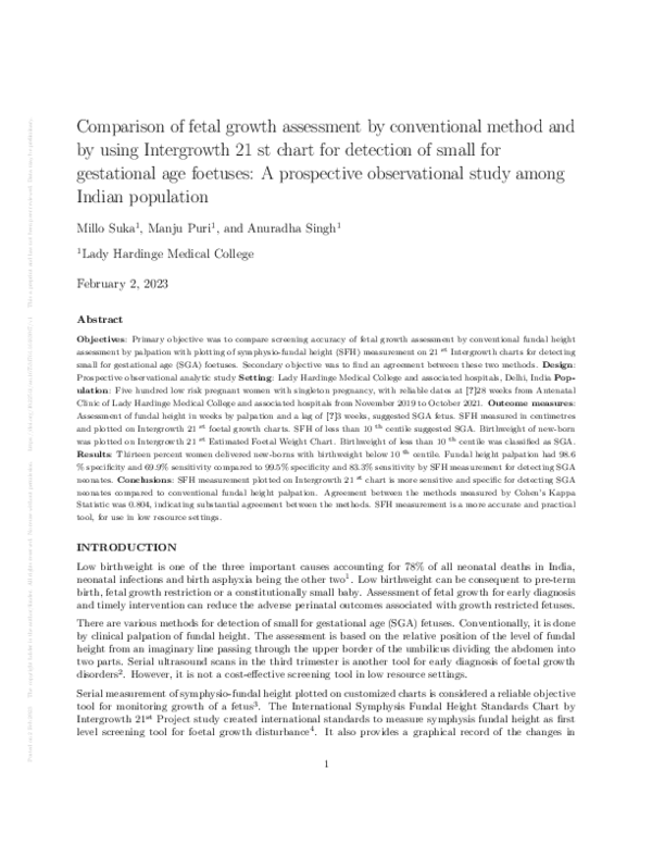 (PDF) Comparison of fetal growth assessment by conventional method and ...