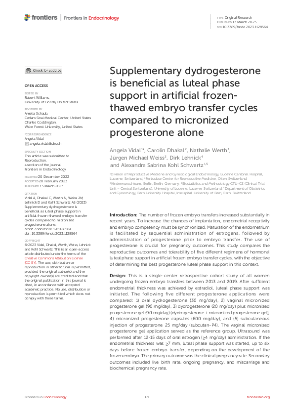 (PDF) Supplementary dydrogesterone is beneficial as luteal phase ...