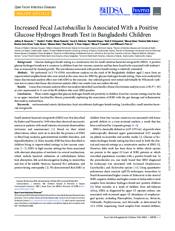 (PDF) Increased Fecal Lactobacillus Is Associated With a Positive ...