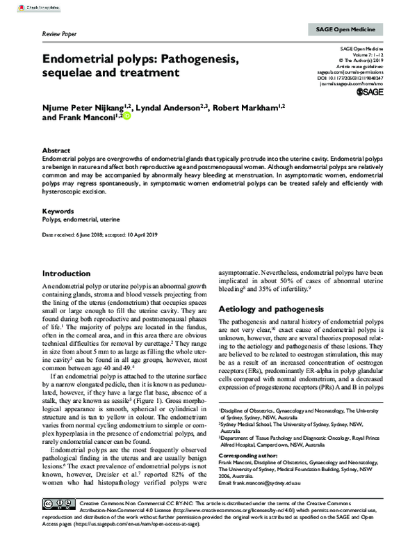 (PDF) Endometrial polyps: Pathogenesis, sequelae and treatment