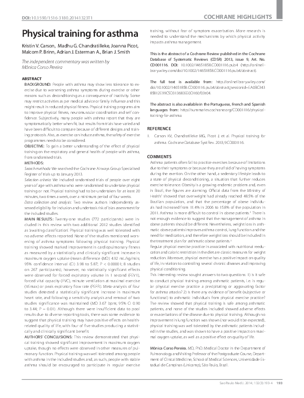(PDF) Physical training for asthma