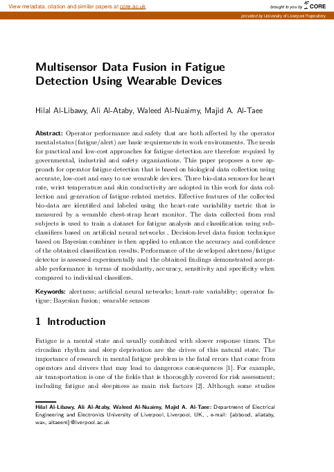 (PDF) Multisensor Data Fusion in Fatigue Detection Using Wearable Devices