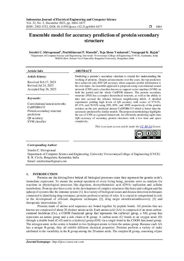 (PDF) Ensemble model for accuracy prediction of protein secondary structure