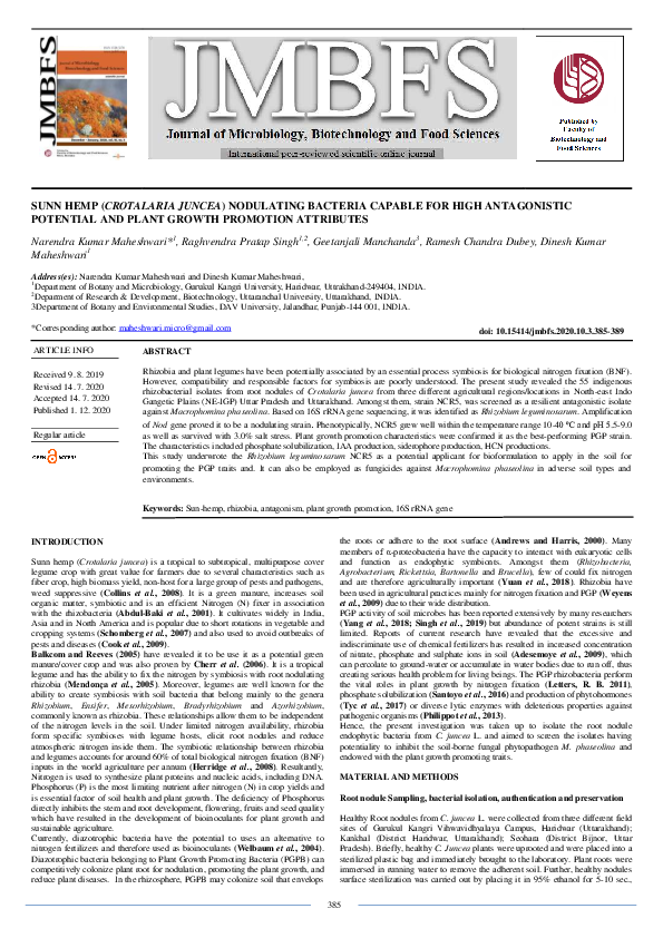 (PDF) Sunn Hemp (Crotalaria Juncea) Nodulating Bacteria Capable for ...