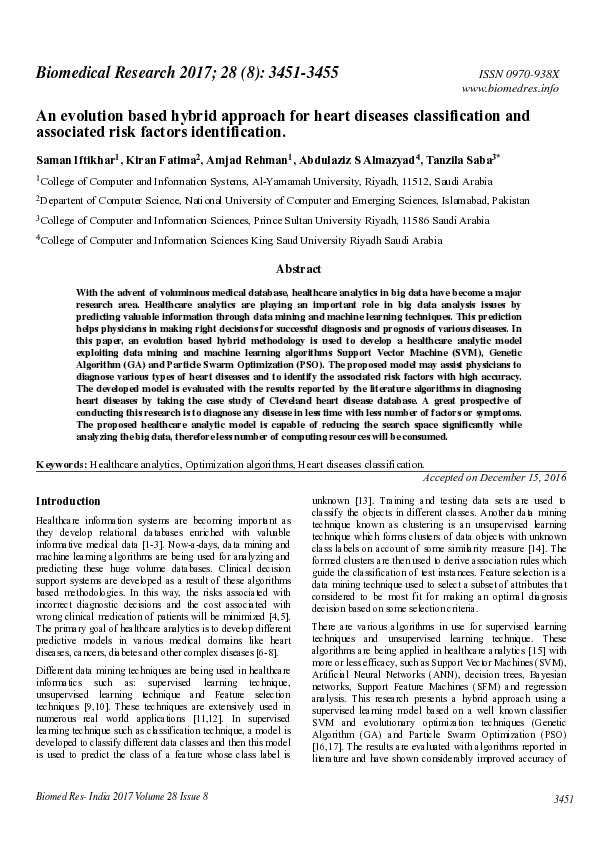 (PDF) An evolution based hybrid approach for heart diseases ...