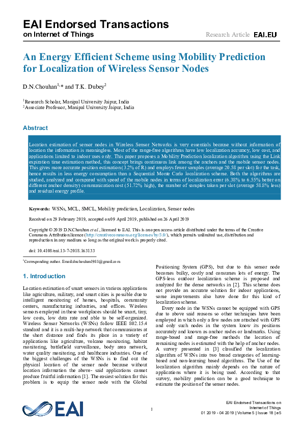 (PDF) An Energy Efficient Scheme using Mobility Prediction for ...