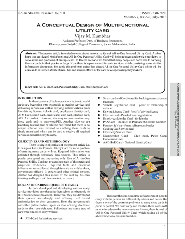 (PDF) A Conceptual Design of Multifunctional Utility Card