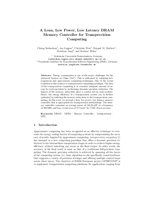 (PDF) A Lean, Low Power, Low Latency DRAM Memory Controller for ...