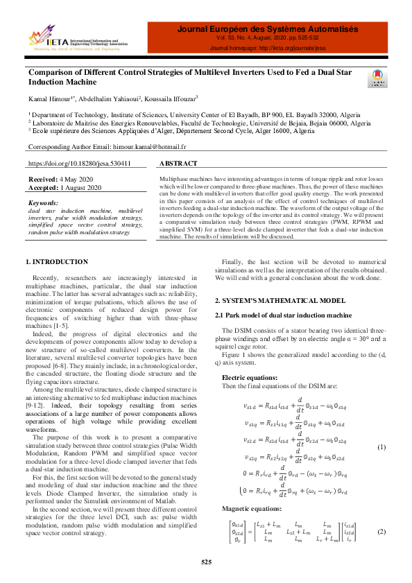 (PDF) Comparison of Different Control Strategies of Multilevel Inverters Used to Fed a Dual Star ...