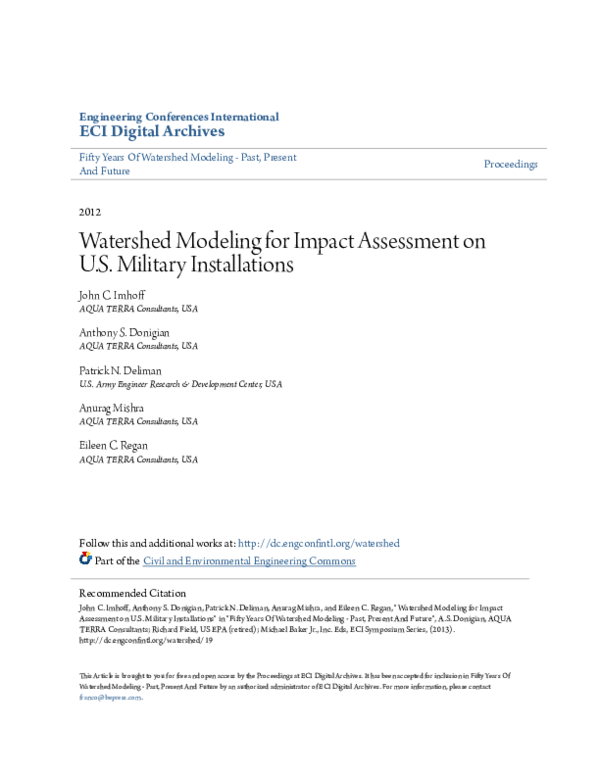 (PDF) Watershed Modeling for Impact Assessment on U.S. Military ...