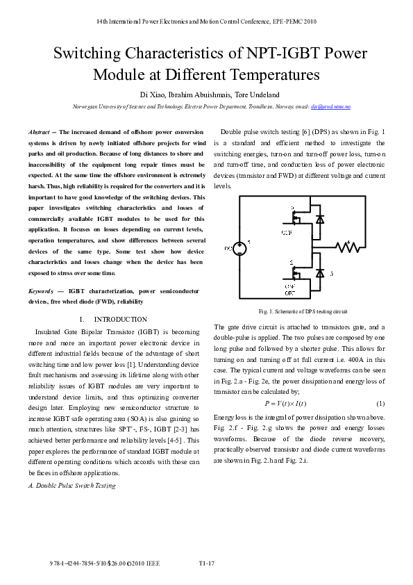 (PDF) Switching characteristics of NPT-IGBT power module at different ...