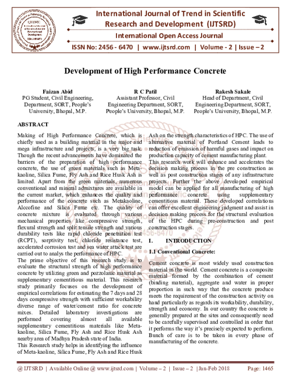 (PDF) Development of High Performance Concrete