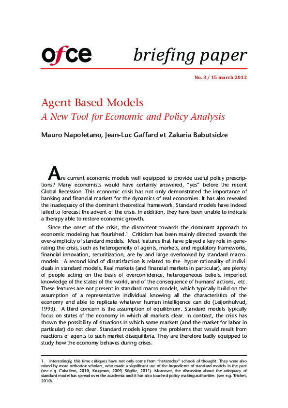 (PDF) Agent Based Models | jean-luc gaffard - Academia.edu