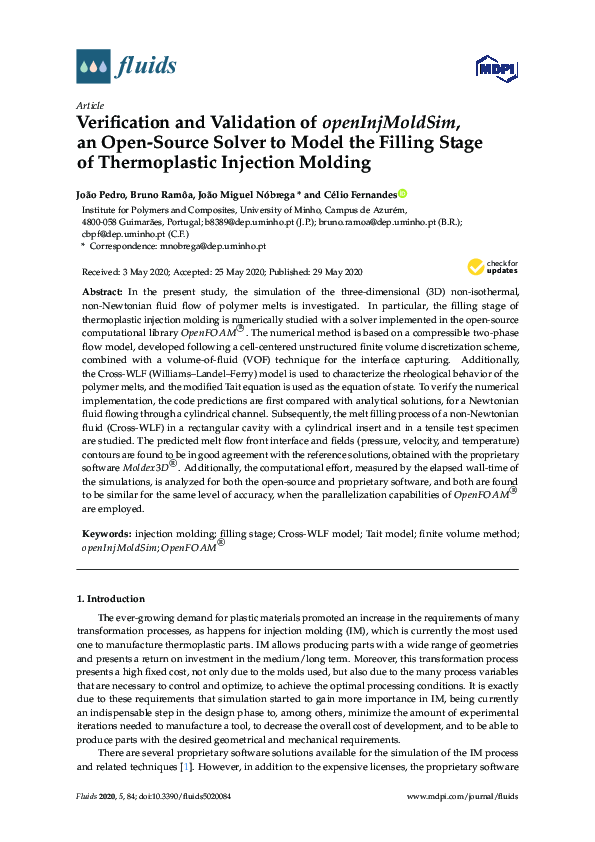 (PDF) Verification and Validation of openInjMoldSim, an Open-Source Solver to Model the Filling ...