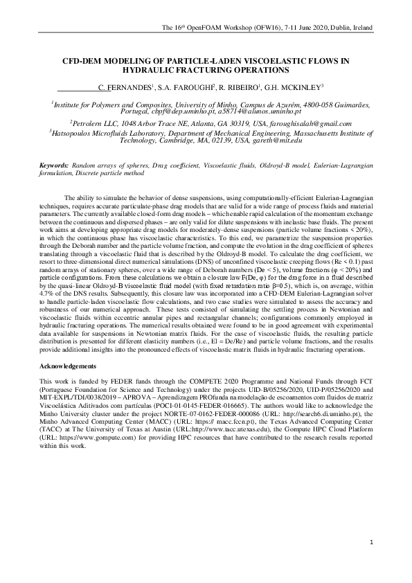 (PDF) CFD-DEM modeling of particle-laden viscoelastic flows in hydraulic fracturing operations