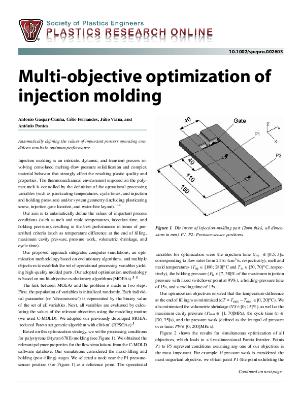 (PDF) Multi-objective optimization of injection molding (PDF) Multi-objective optimization of injection molding