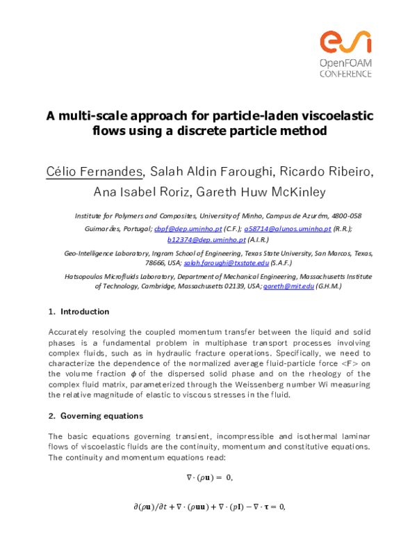 Pdf A Multi Scale Approach For Particle Laden Viscoelastic Flows Using A Discrete Particle Method