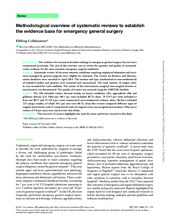 (PDF) Methodological overview of systematic reviews to establish the ...