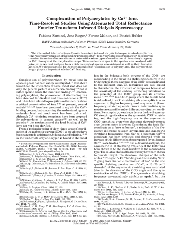 (PDF) Complexation of Polyacrylates by Ca2+ Ions. Time-Resolved Studies ...