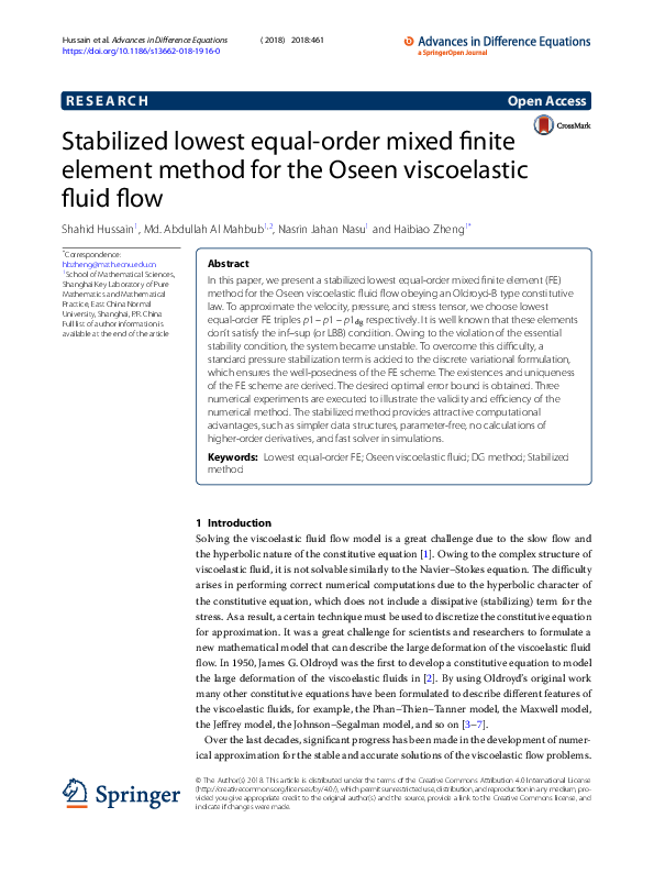 (PDF) Stabilized lowest equal-order mixed finite element method for the ...