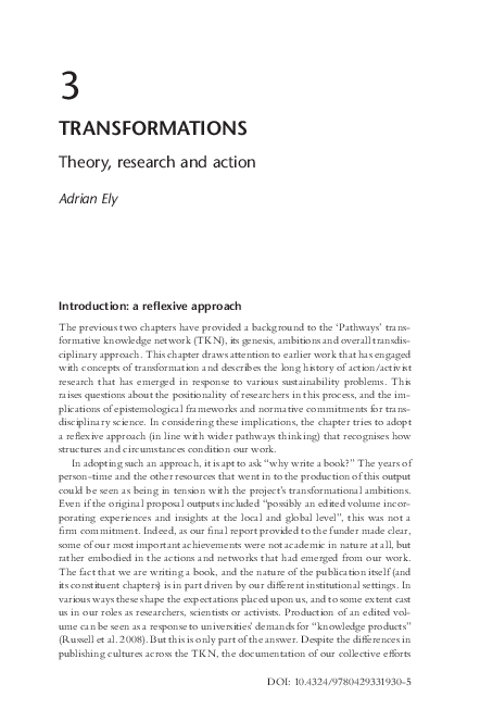(PDF) Transformations: Theory, research and action