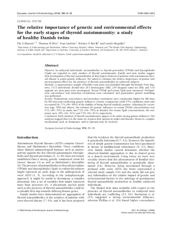 (PDF) The relative importance of genetic and environmental factors in ...