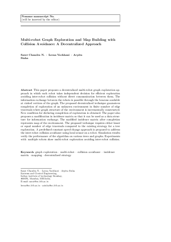 (PDF) Multi-Robot Graph Exploration and Map Building with Collision Avoidance: A Decentralized ...