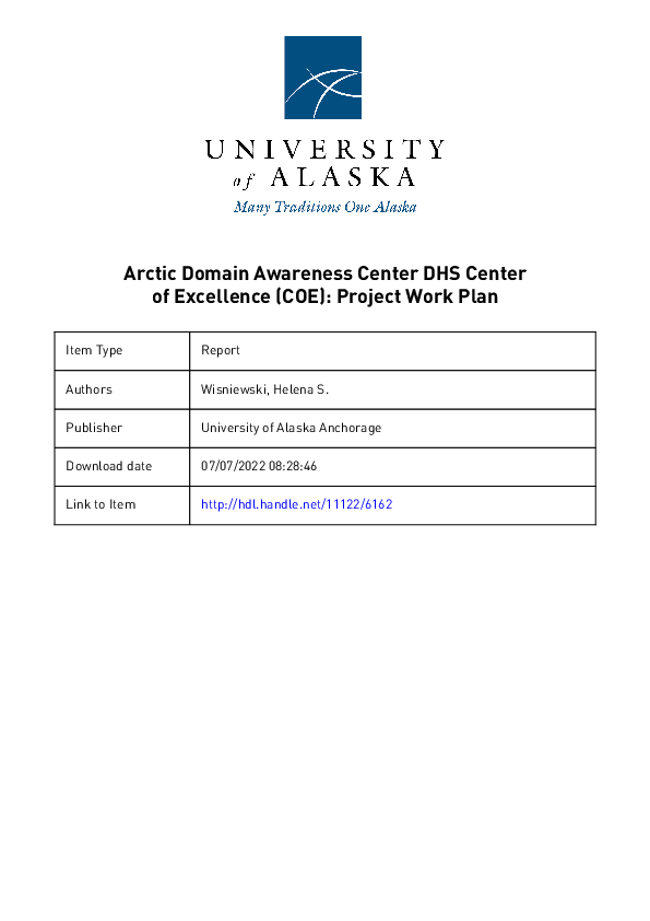 (PDF) Arctic Domain Awareness Center DHS Center of Excellence (COE ...