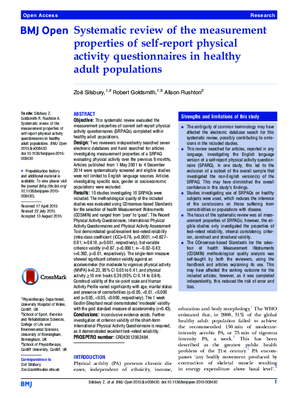 (PDF) Systematic Review of the Measurement Properties of Tools Used to Measure Behaviour ...