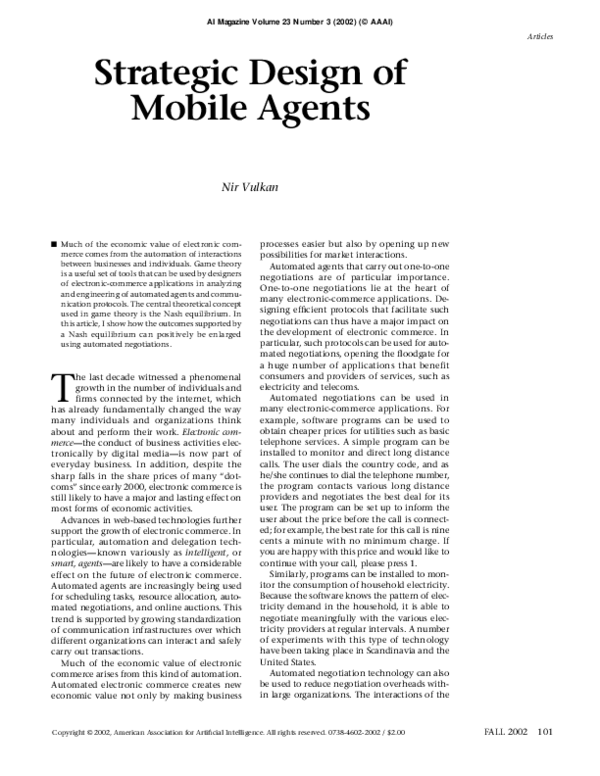 (PDF) Strategic design of mobile agents