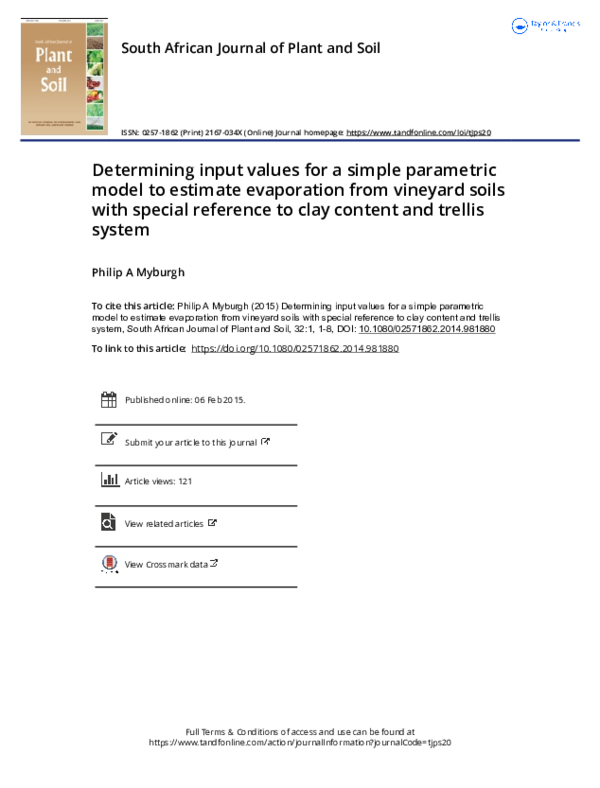 (PDF) Determining input values for a simple parametric model to estimate evaporation from ...