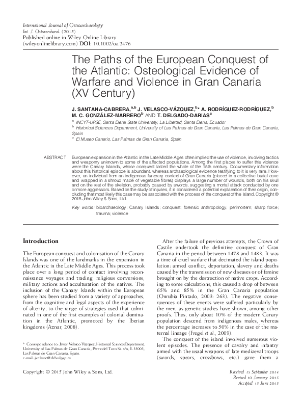 (PDF) The Paths of the European Conquest of the Atlantic: Osteological ...