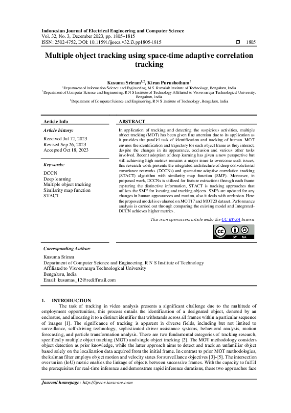 Pdf Multiple Object Tracking Using Space Time Adaptive Correlation Tracking