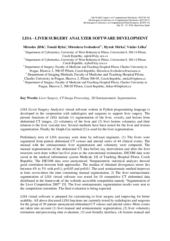 (PDF) Lisa-Liver Surgery Analyzer Software Development