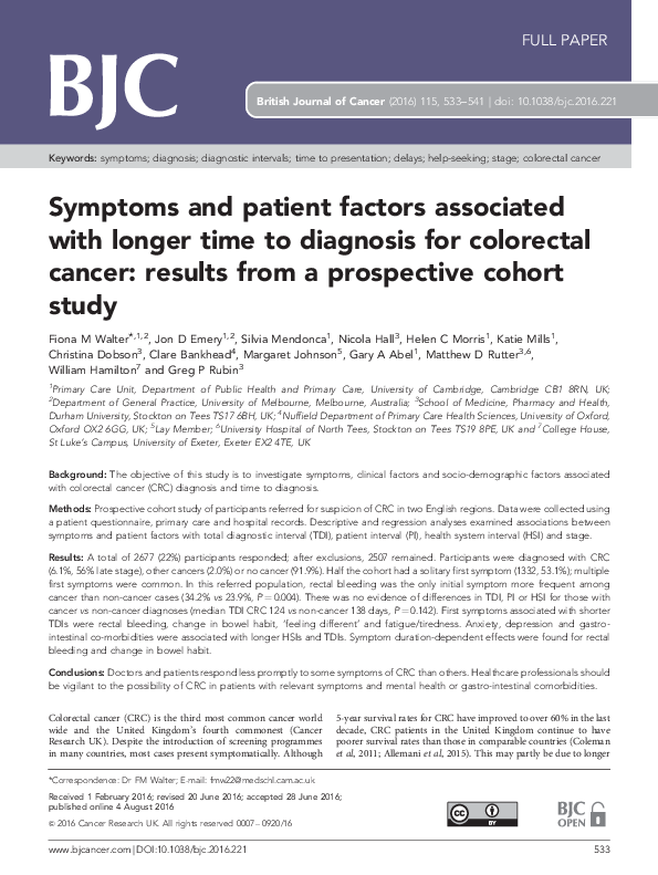 (PDF) Symptoms and patient factors associated with longer time to ...
