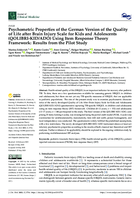 (PDF) Psychometric Properties of the German Version of the Quality of ...