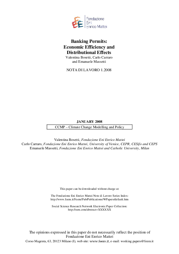 (PDF) Banking Permits: Economic Efficiency and Distributional Effects