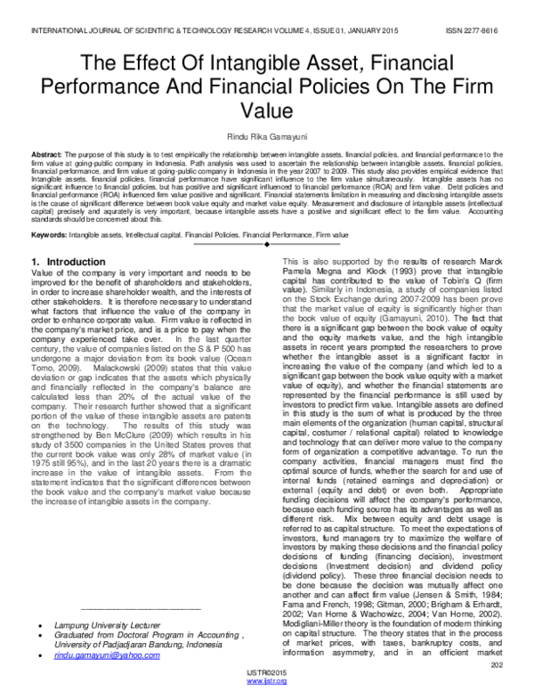 (PDF) The Effect Of Intangible Asset, Financial Performance And ...