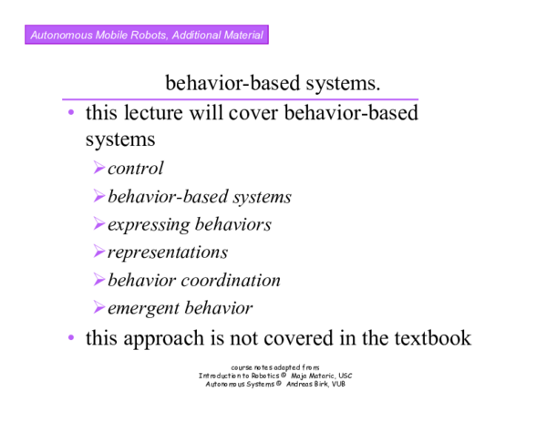 (PDF) Behavior-Based Systems
