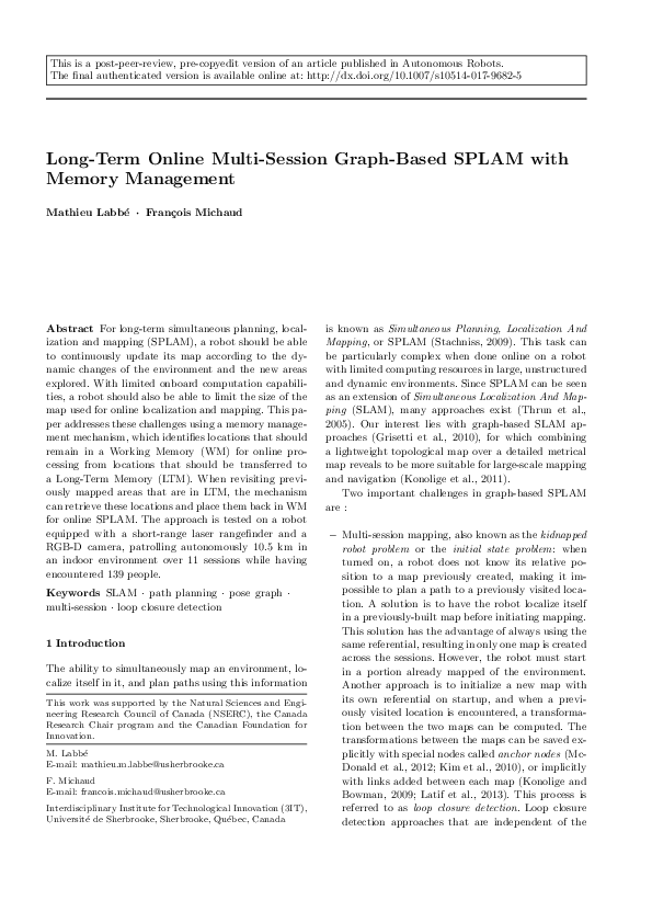 (PDF) Long-term online multi-session graph-based SPLAM with memory management