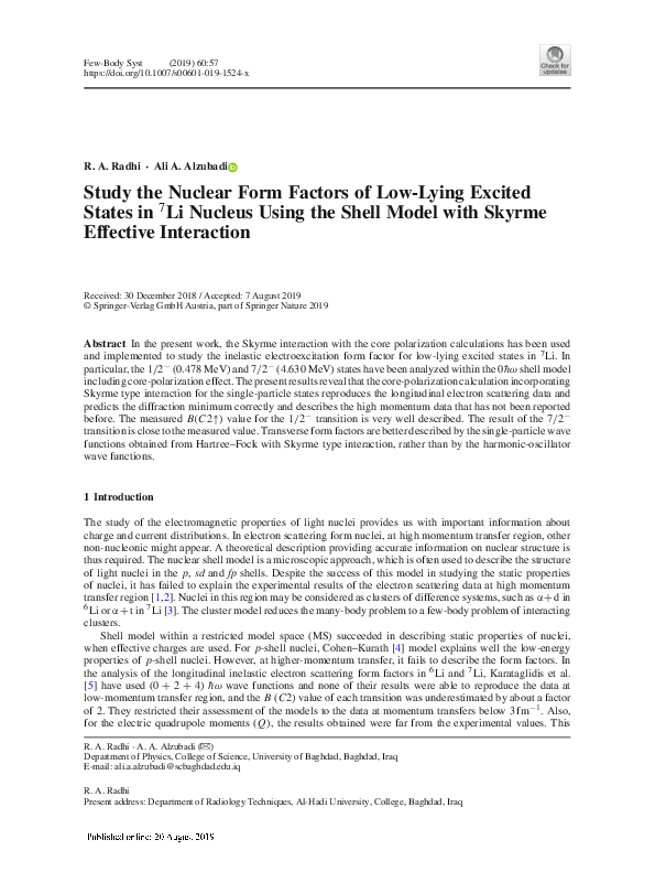 (PDF) Study the Nuclear Form Factors of Low-Lying Excited States in ...