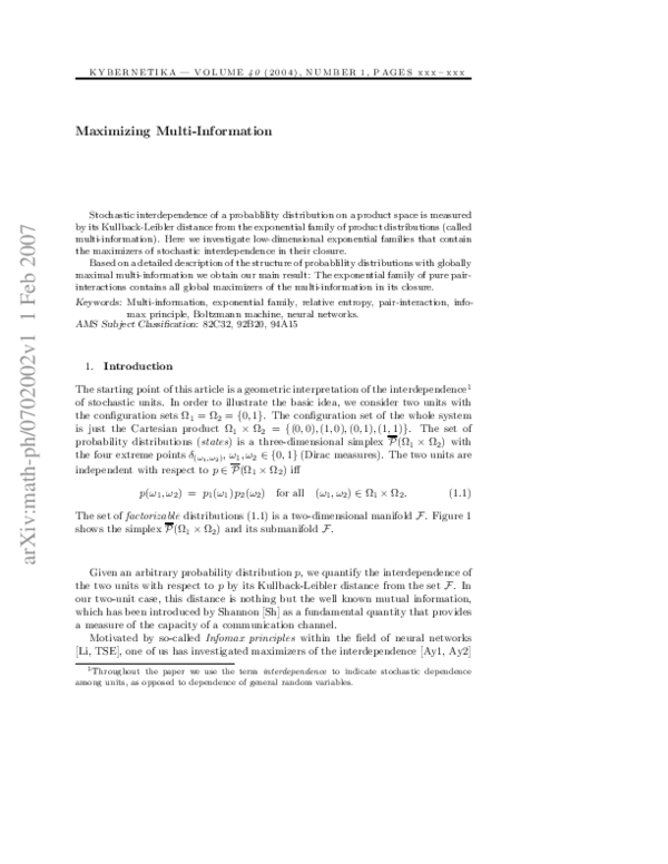 (PDF) Maximizing Multi-Information
