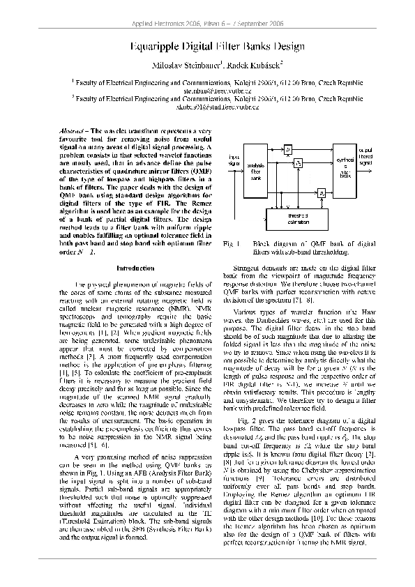 (PDF) Equaripple Digital Filter Banks Design