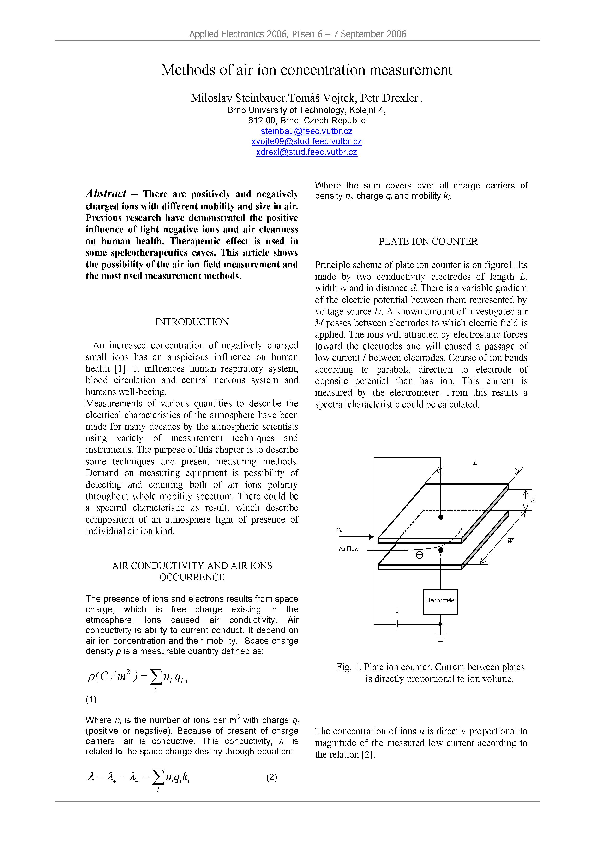 (PDF) Methods of air ion concentration measurement