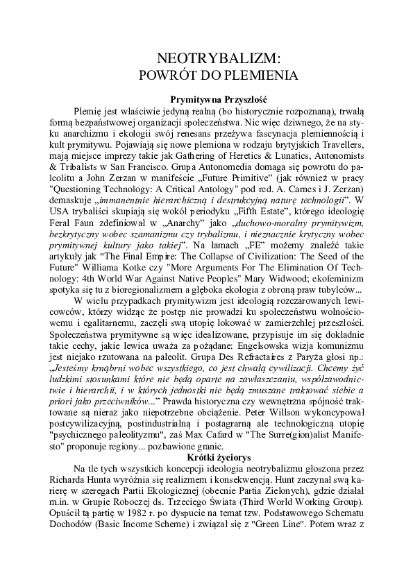 (PDF) NEOTRYBALIZM: POWRÓT DO PLEMIENIA