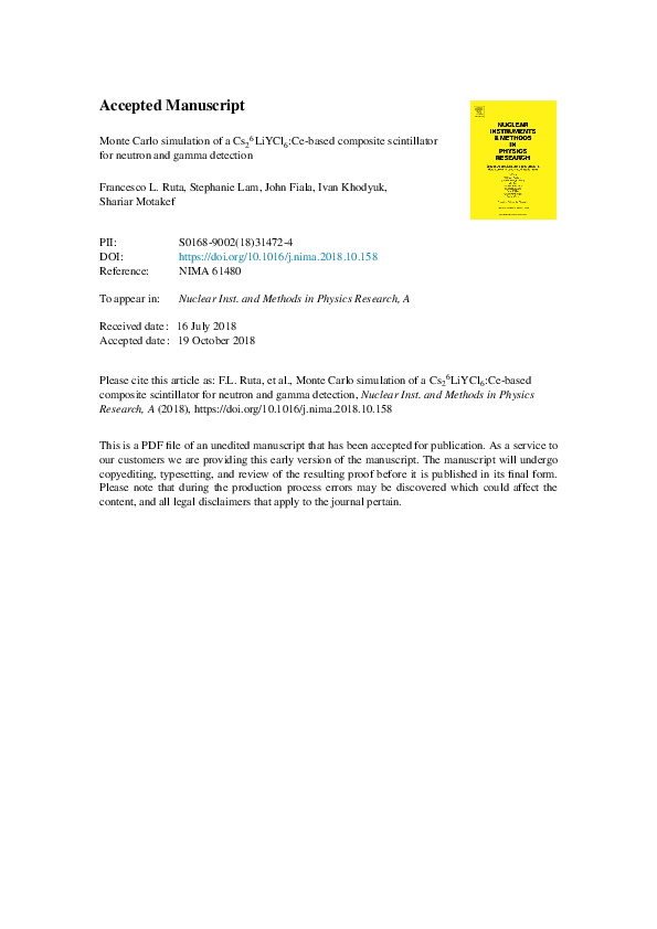 (PDF) Monte Carlo simulation of a Cs26LiYCl6:Ce-based composite scintillator for neutron and ...